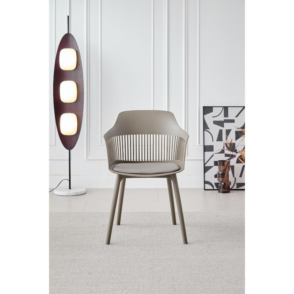 Silla Con Cojin Max, Color Taupe, Con espaldar y cojín - Madecentro