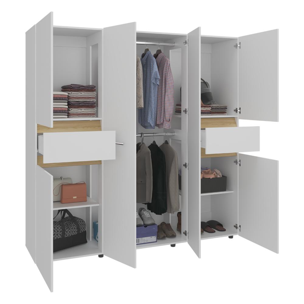 Closet Grande Imperial 200x200 Blanco y Fresno Europeo - Madecentro