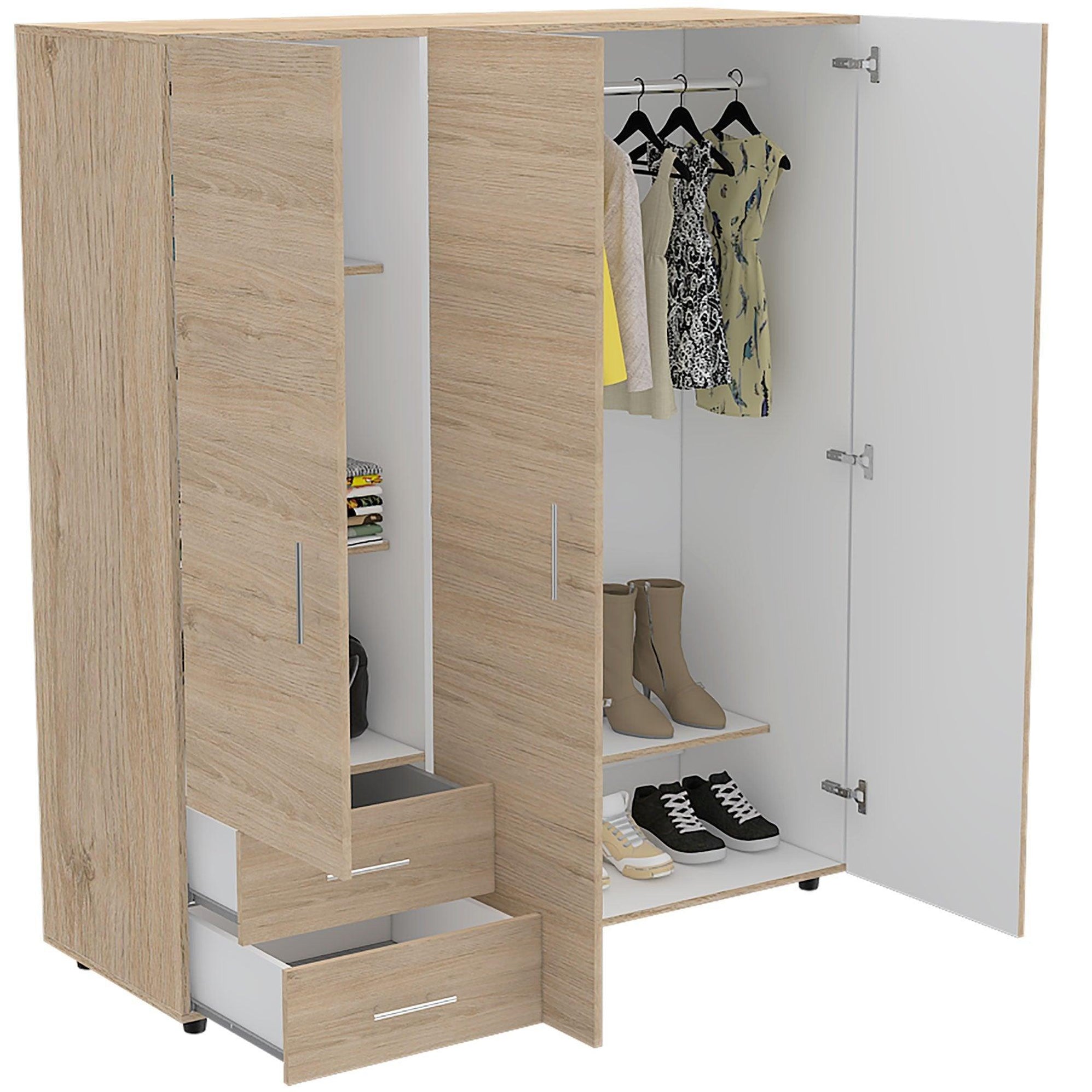 Closet Light, Beige y Blanco, con Dos Cajones Organizadores y Dos Entr ...