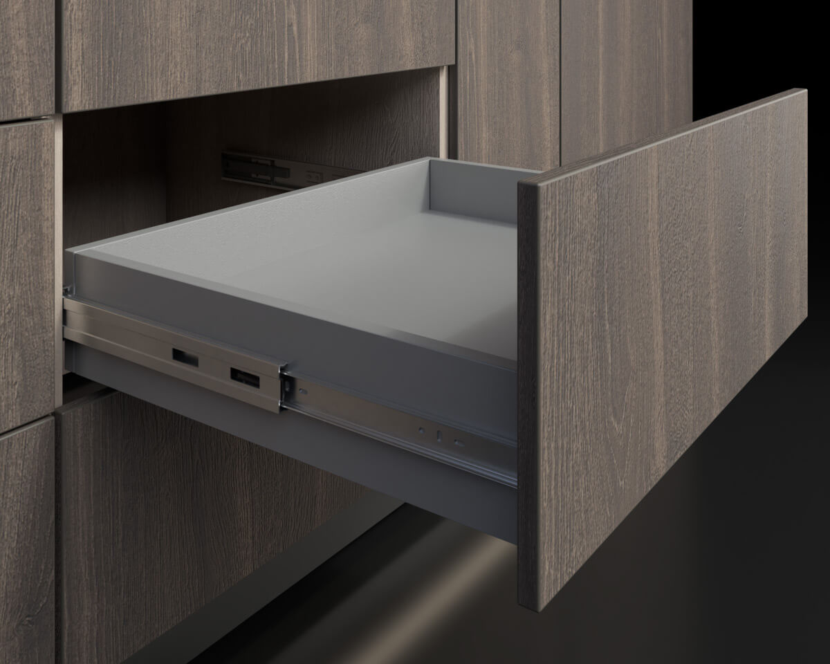 Riel corredera para cajón push to open con extensión total 30 kg ...