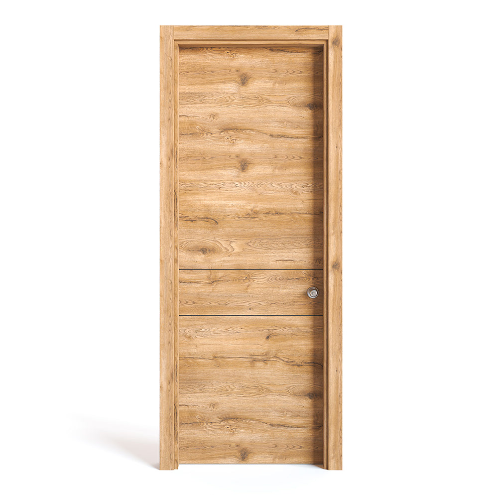 Kit puerta de madera melaminica con marco ranurada veta horizontal col ...