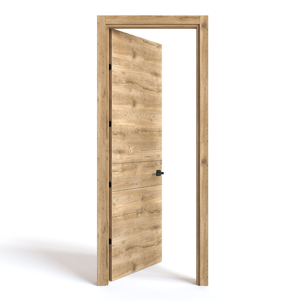 Kit puerta de madera melaminica ranurada veta horizontal color ...