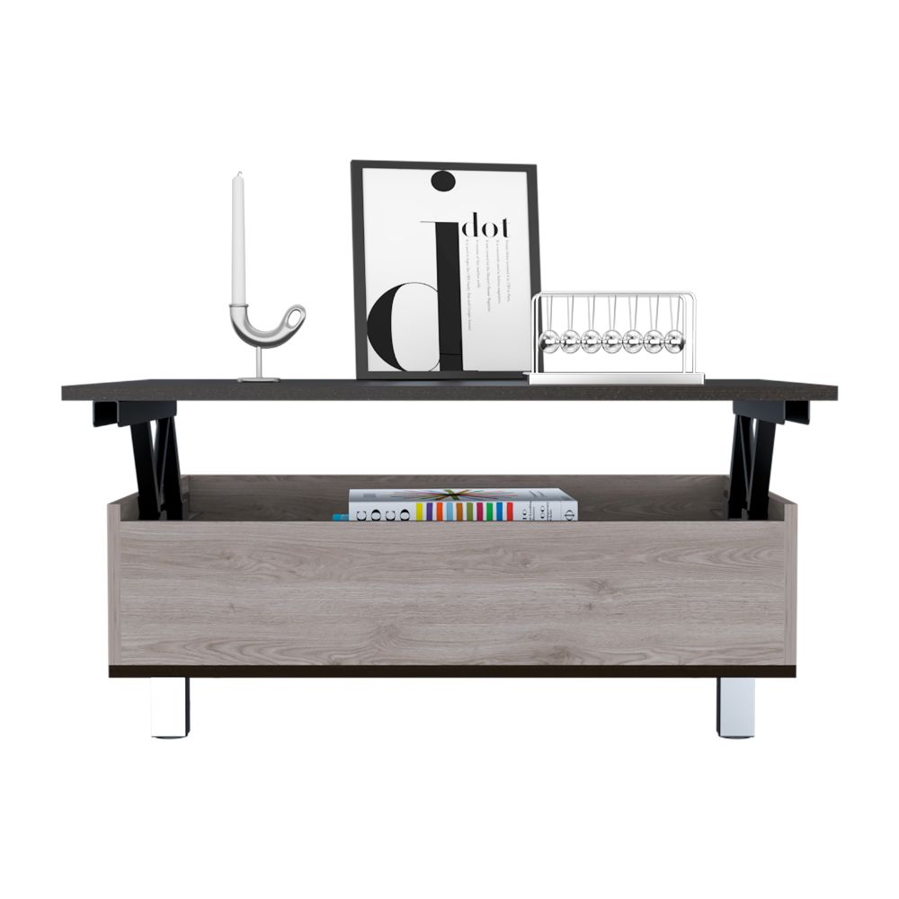 Mesa de centro ada, miel y plata oscuro, con gran capacidad de almacen ...