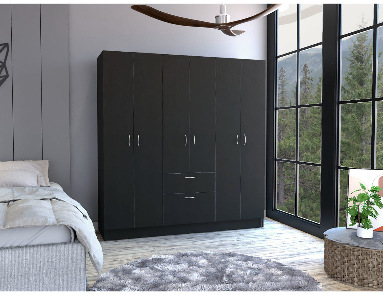 Closet adira, wengue y blanco, con siete puertas abatibles y un cajon ...