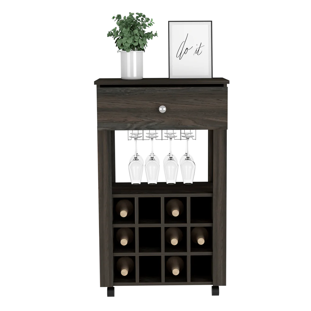 Bar memphis, grafito, con amplio espacio porta copas y rodachines ...