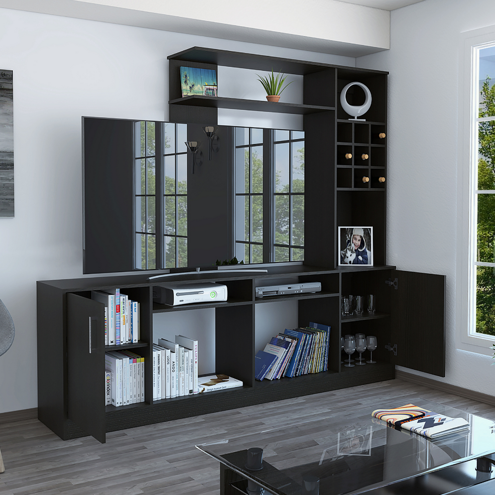 Mesa para tv sancro, wengue, con espacio para televisor de hasta 60 pu ...