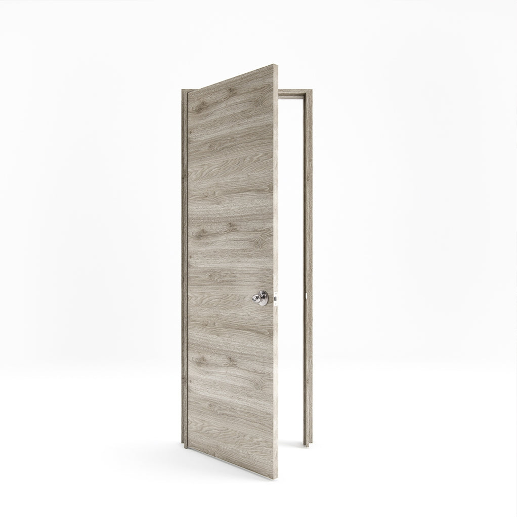 Kit puerta de madera melaminica con marco veta horizontal color ceniza ...